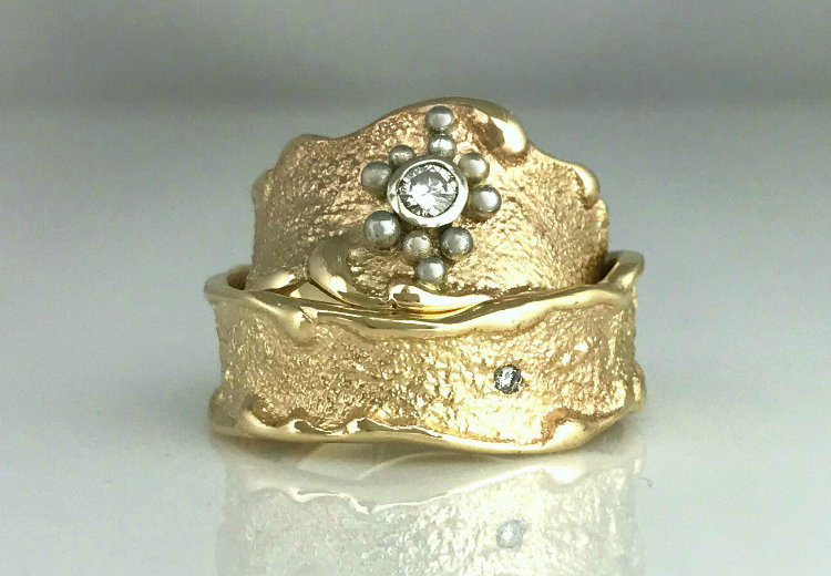 Gold Wave Rings - Jeanette Walker Jewellery