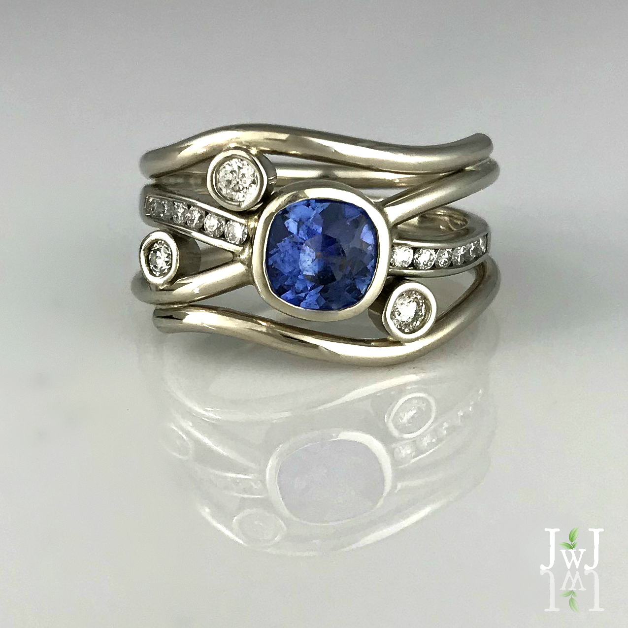Sapphire Diamond Flow Ring Vintage Redesign - Jeanette Walker Jewellery