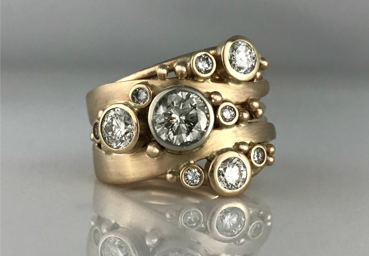 Bubbles and Wake Diamond Ring - Jeanette Walker Jewellery