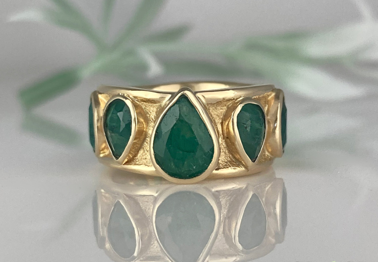 Emerald Ancient Sands Statement Ring - Jeanette Walker Jewellery