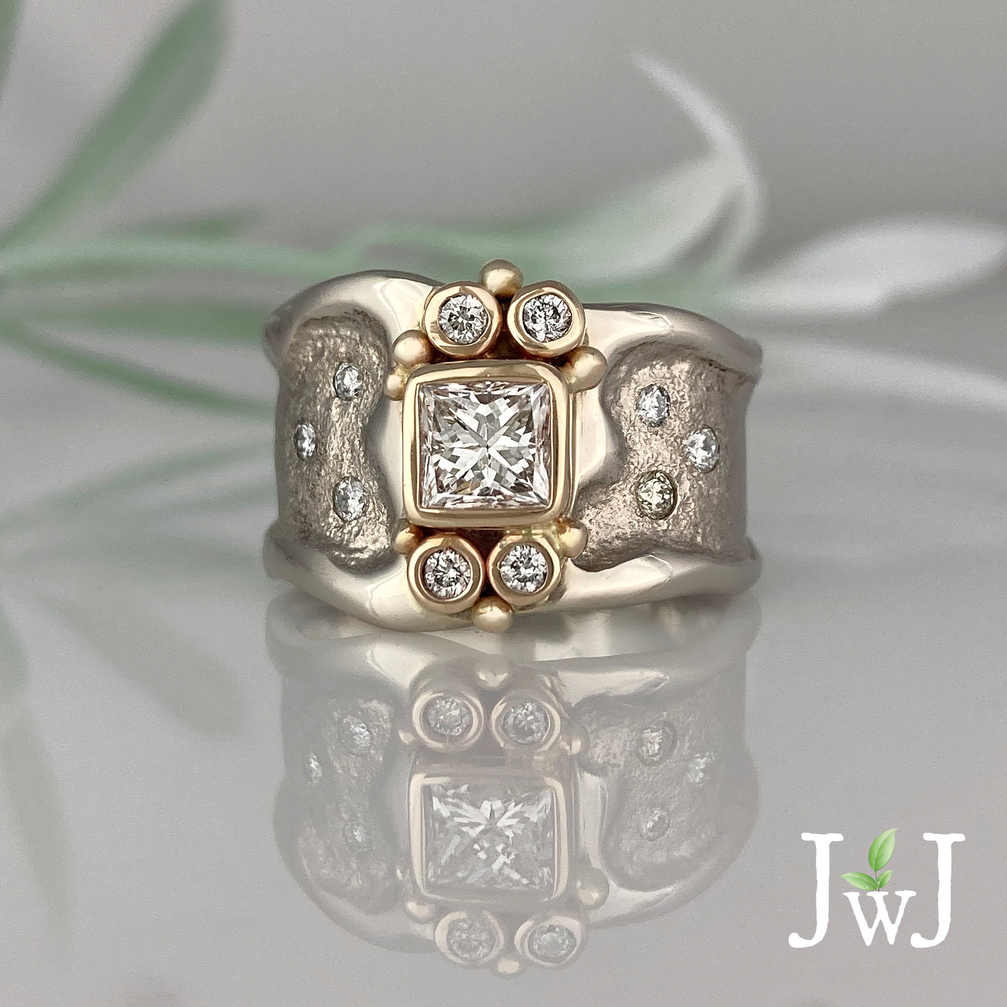 Princess Diamond Crevasse Ring - Jeanette Walker Jewellery