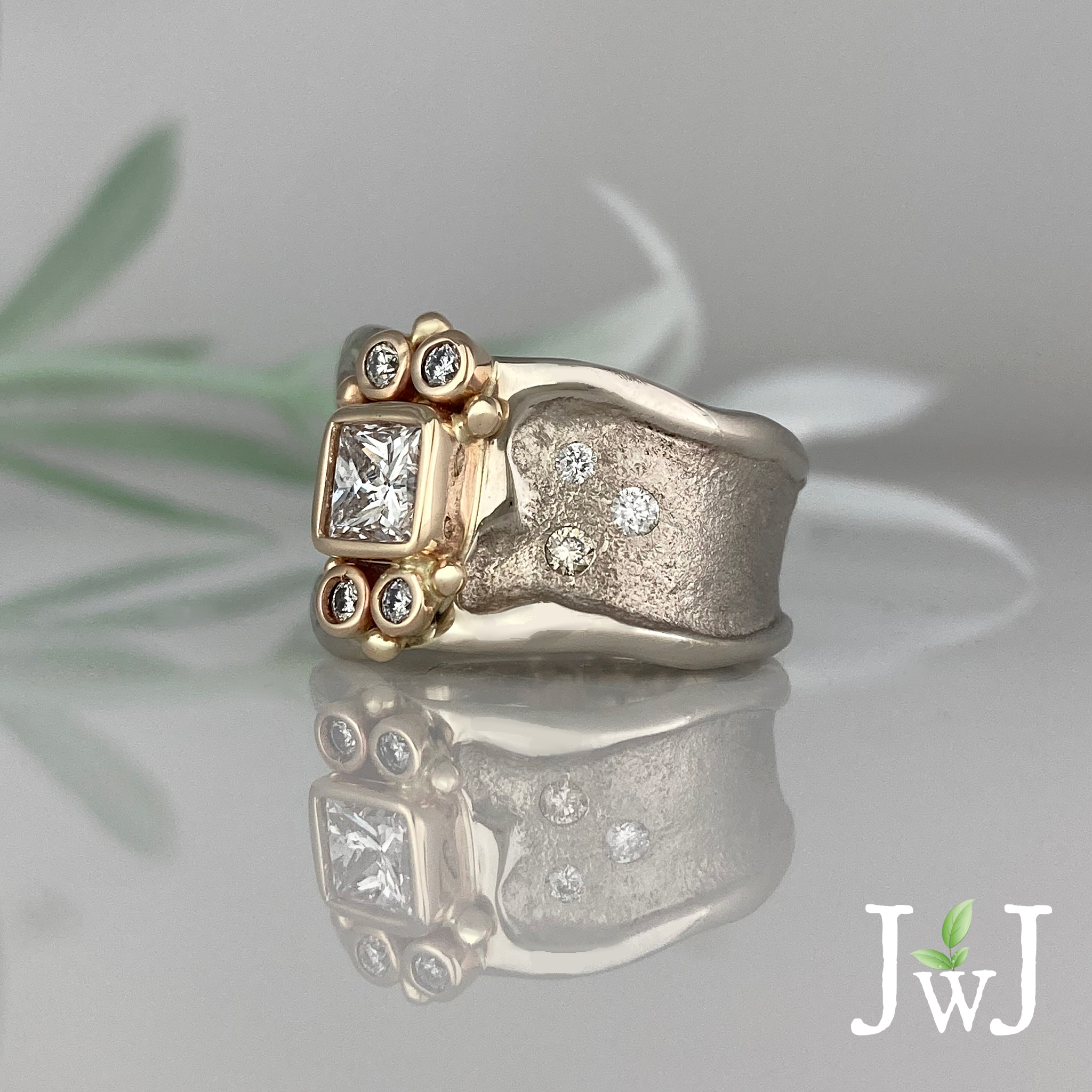 Princess Diamond Crevasse Ring - Jeanette Walker Jewellery